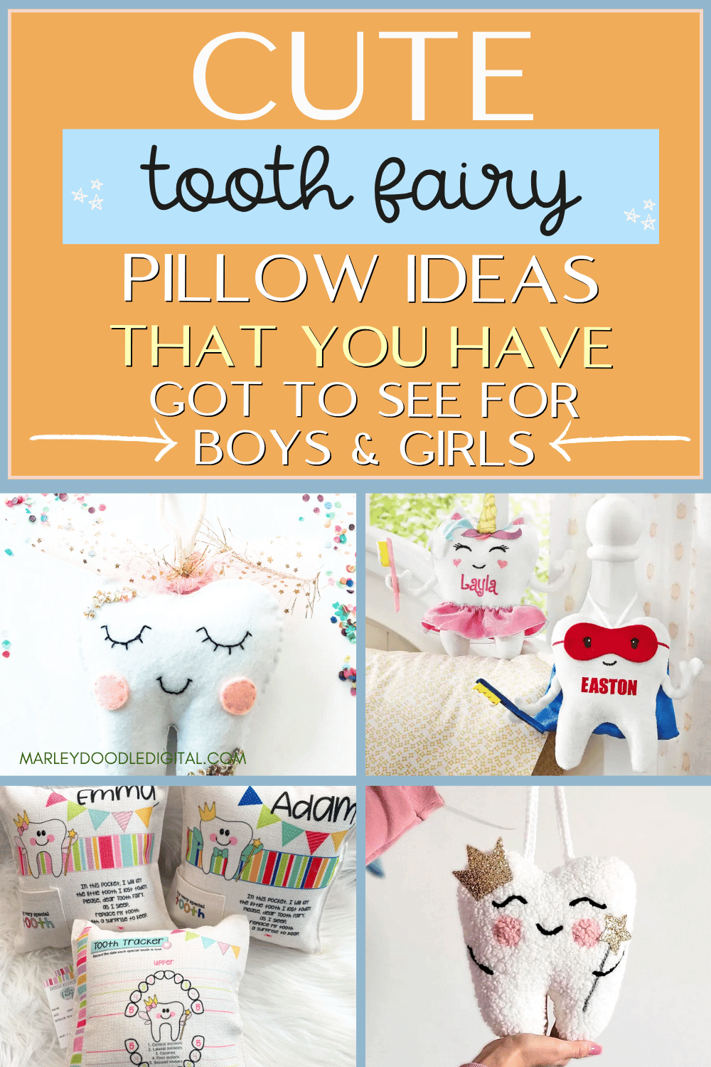 The *Cutest* Tooth Fairy Pillow Ideas - Marley Doodle Digital