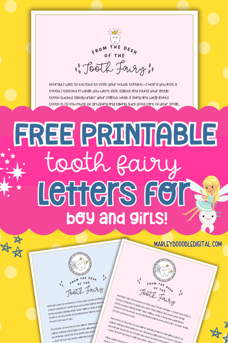 Free Printable Tooth Fairy Letters (For Boys & Girls!) - Marley Doodle ...