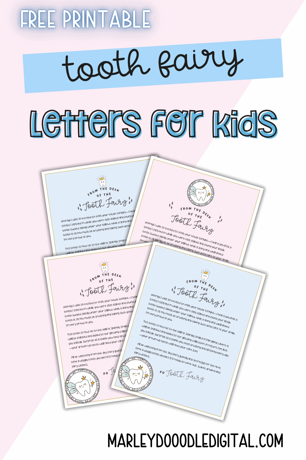 Free Printable Tooth Fairy Letters (For Boys & Girls!) - Marley Doodle ...