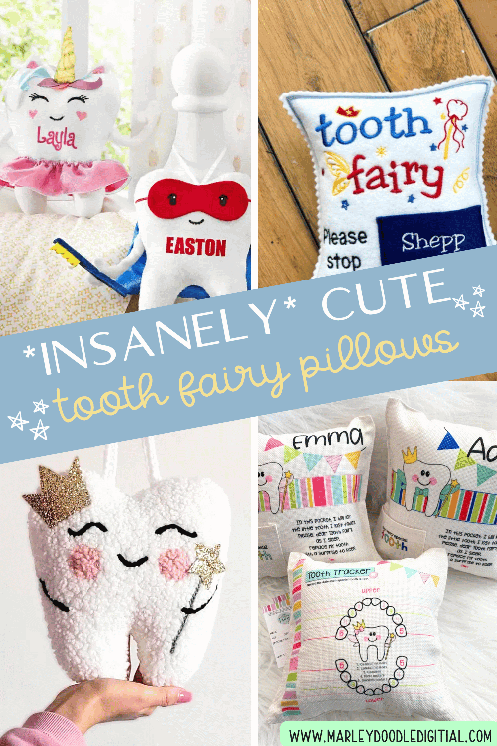 The *Cutest* Tooth Fairy Pillow Ideas - Marley Doodle Digital