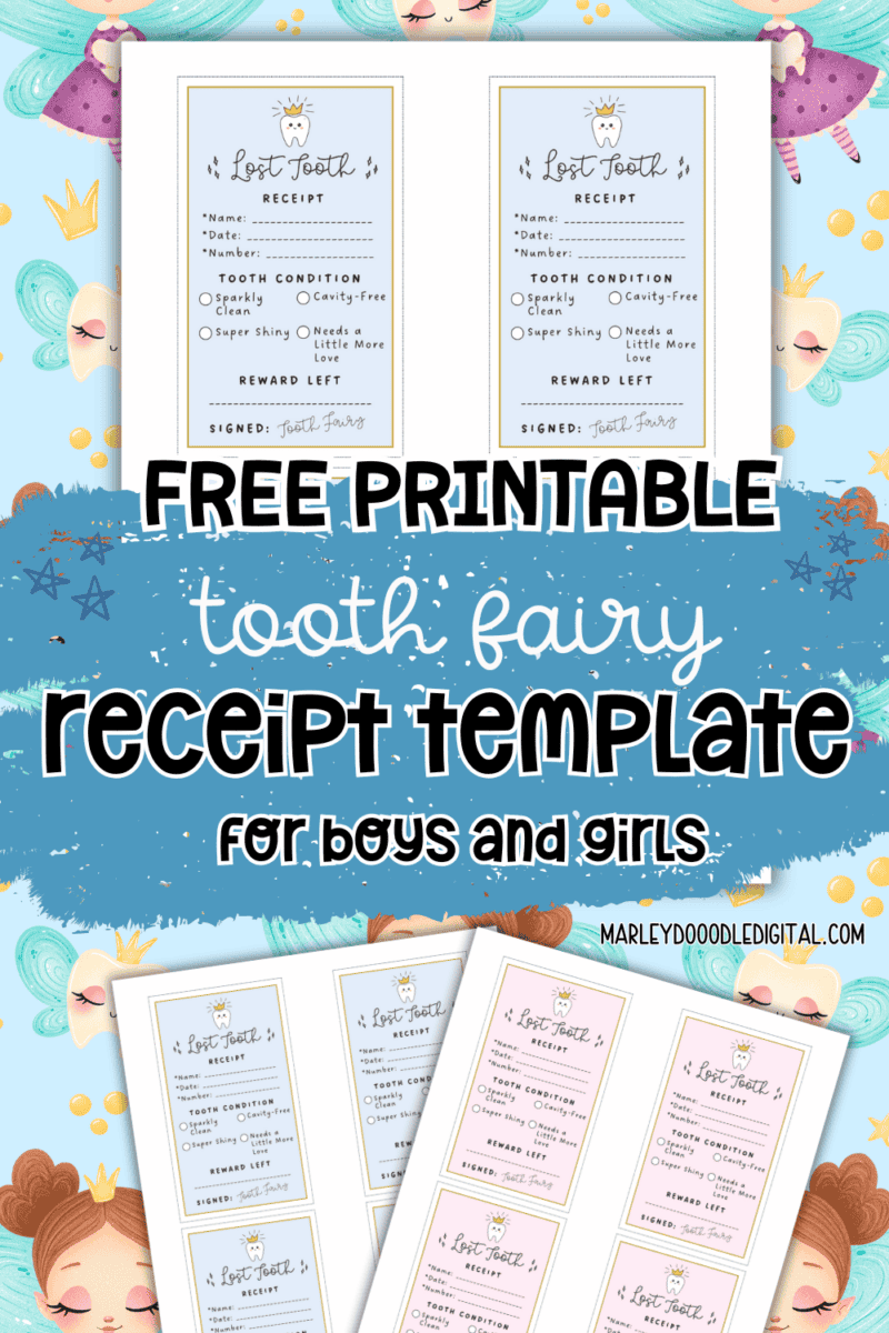 Free Printable Tooth Fairy Receipts (Pink & Blue!) - Marley Doodle Digital