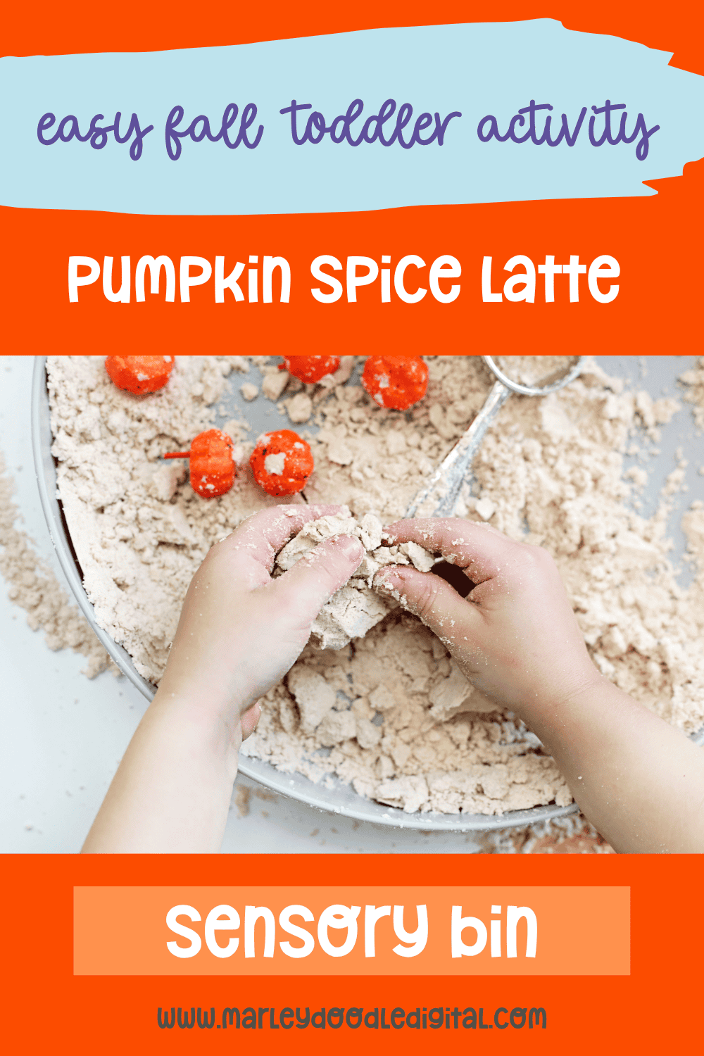 Pumpkin Spice Latte Sensory Bin - Marley Doodle Digital