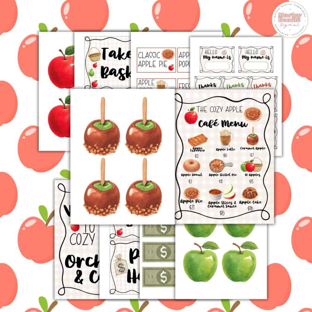 39+ *Free* Apple Orchard Cafe Dramatic Play Printables - Marley Doodle ...