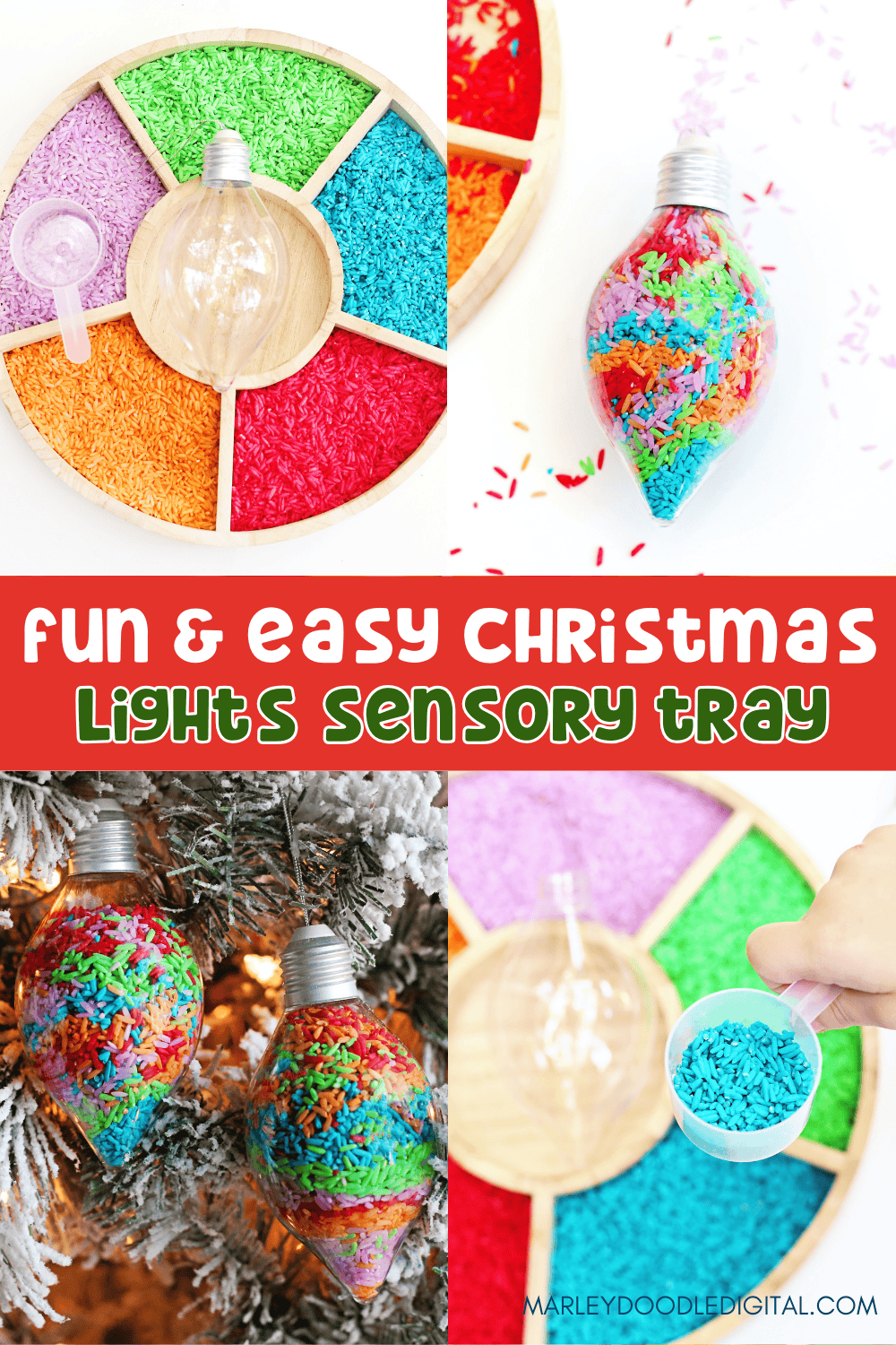 DIY Christmas Lights Sensory Tray - Marley Doodle Digital