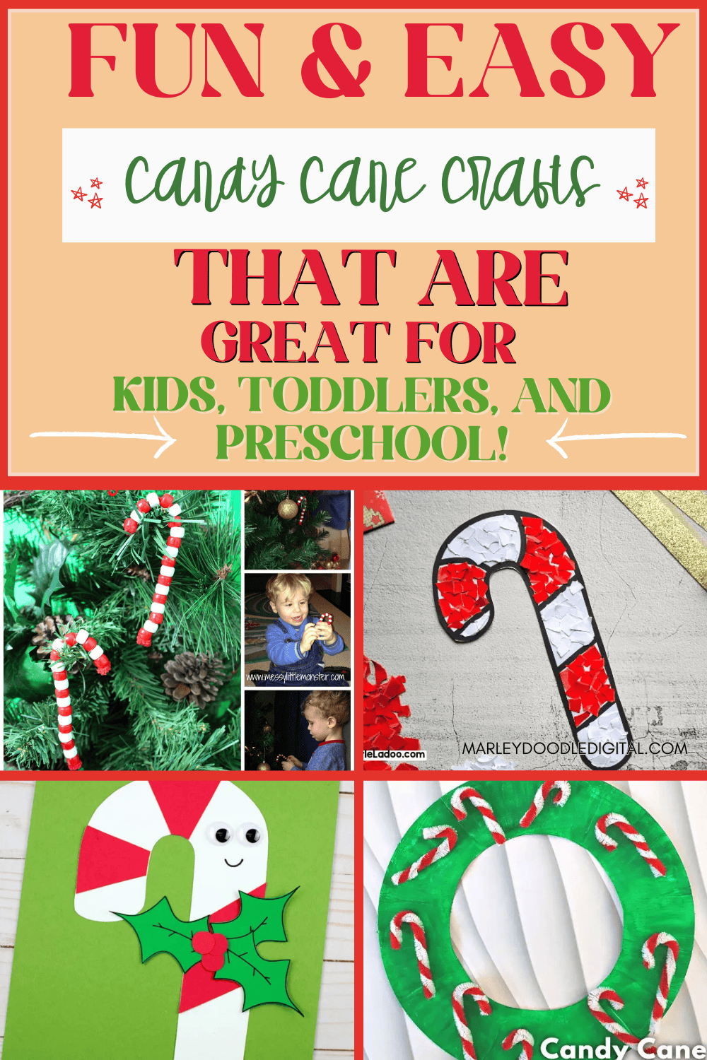 19+ Quick and Easy Candy Cane Crafts for Holiday Fun (Kids, Toddlers ...