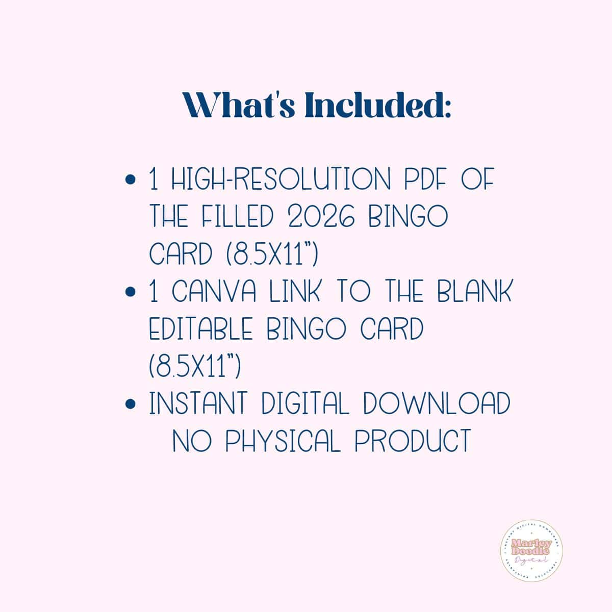 2026 Bingo Card - Marley Doodle Digital