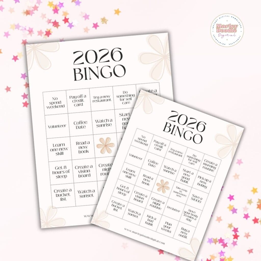 2026 Bingo Goal Card (Free Printable) - Marley Doodle Digital