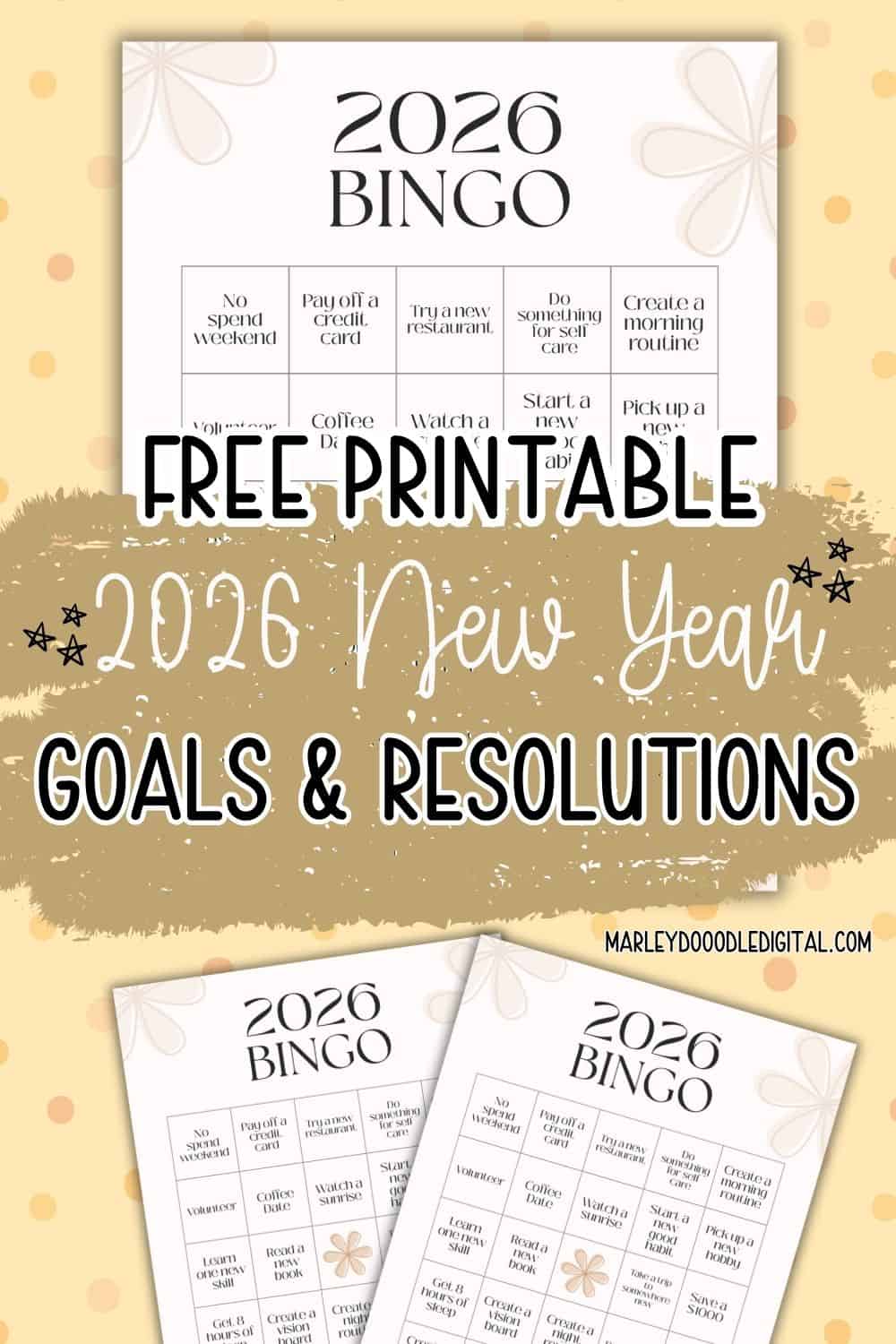 2026 Bingo Goal Card (Free Printable) - Marley Doodle Digital