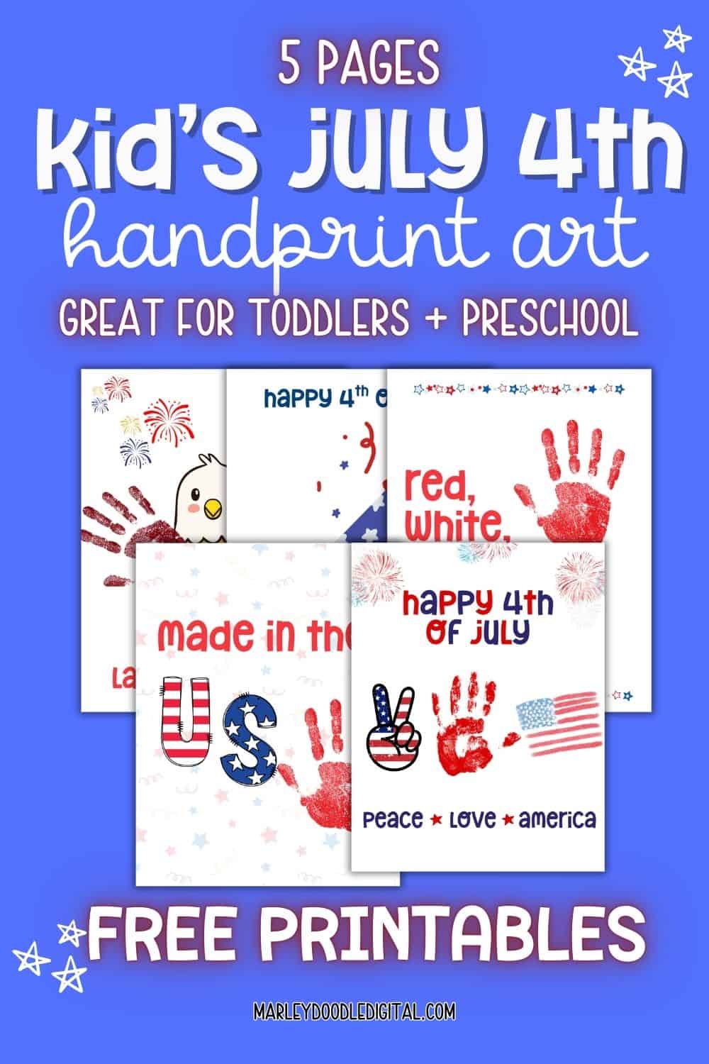 5 Free Printable 4th of July Handprint Art Crafts - Marley Doodle Digital