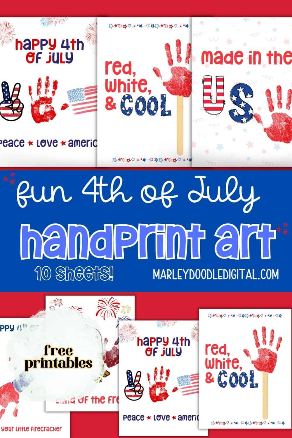5 Free Printable 4th of July Handprint Art Crafts - Marley Doodle Digital