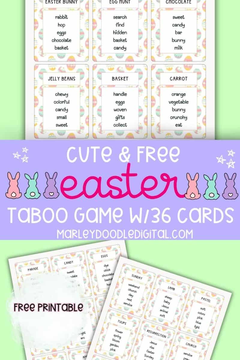Free Printable Easter Taboo Game (36 Cards Included!) - Marley Doodle ...