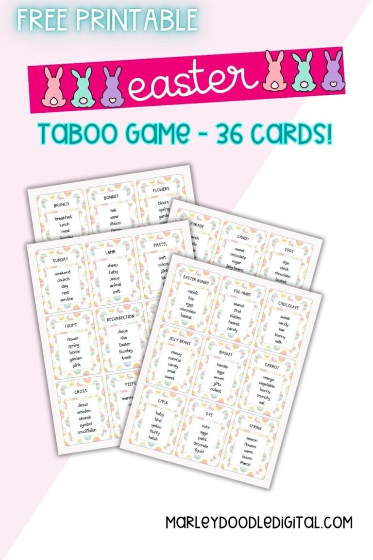 Free Printable Easter Taboo Game (36 Cards Included!) - Marley Doodle ...