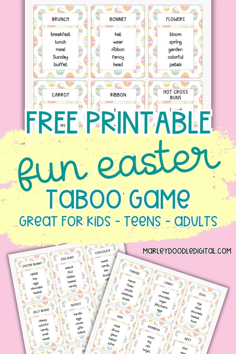 Free Printable Easter Taboo Game (36 Cards Included!) - Marley Doodle ...