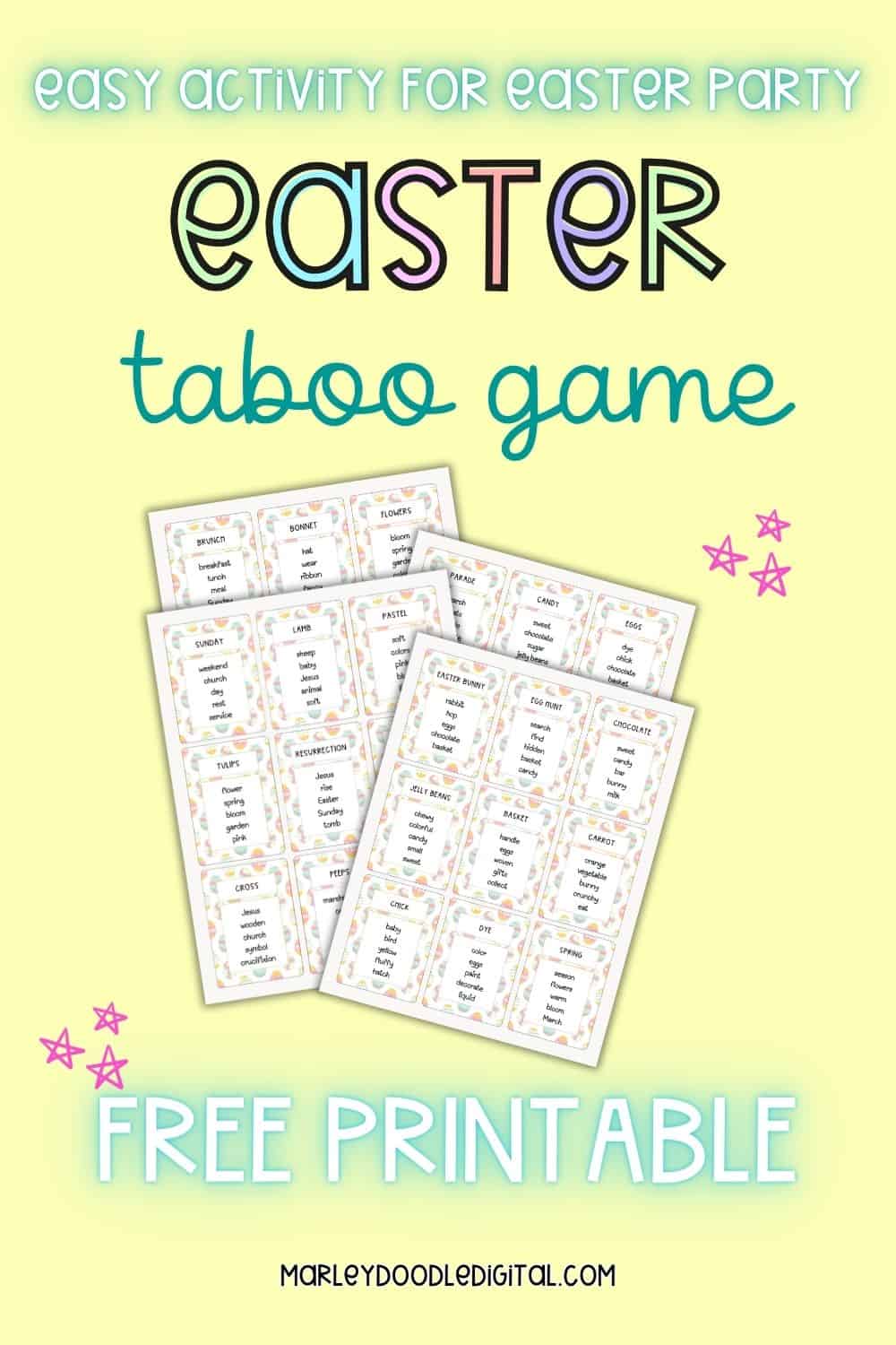 Free Printable Easter Taboo Game (36 Cards Included!) - Marley Doodle ...