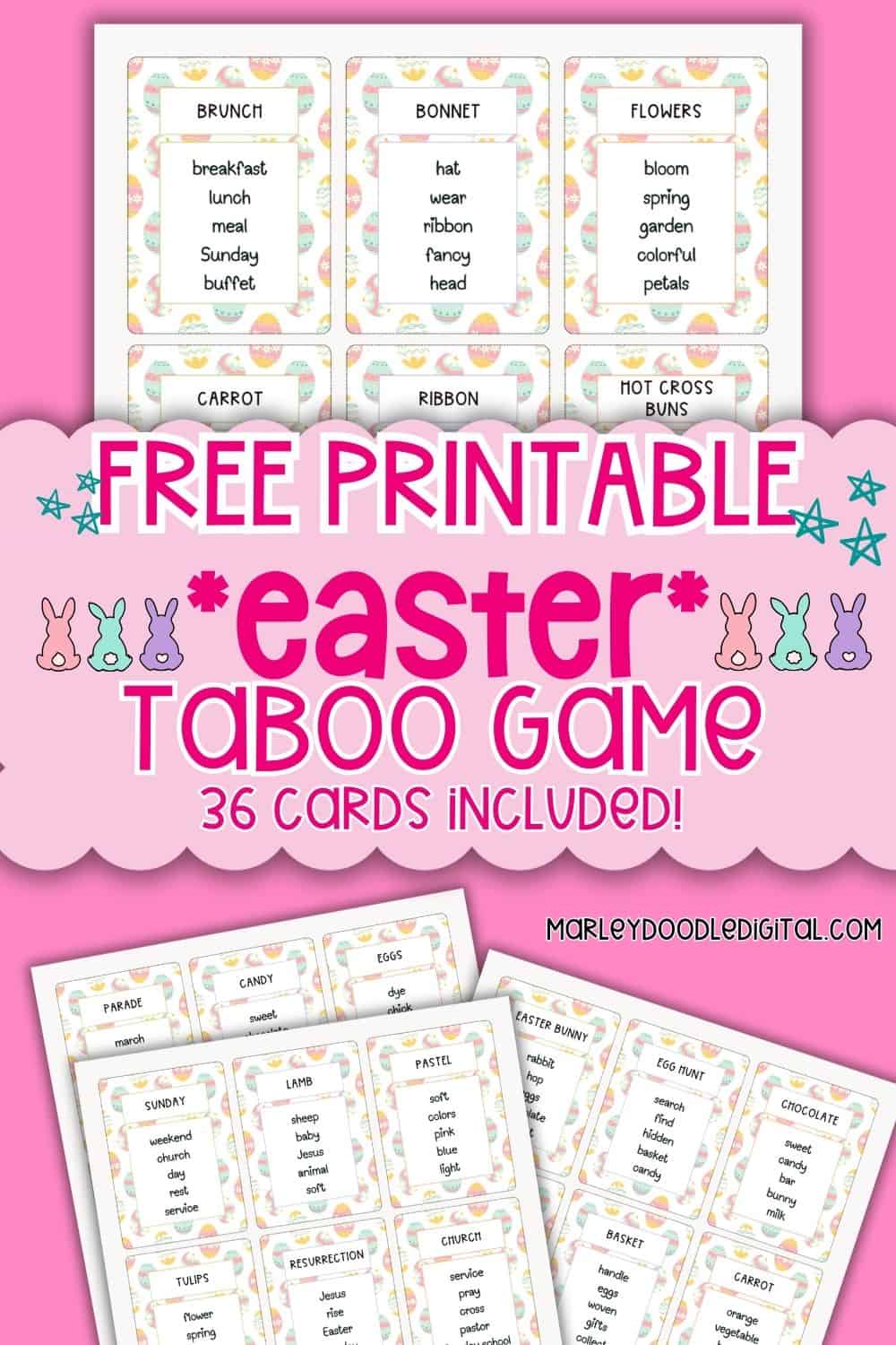 Free Printable Easter Taboo Game (36 Cards Included!) - Marley Doodle ...