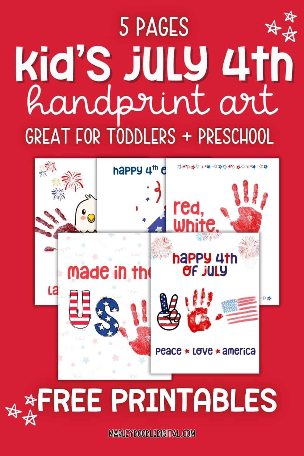 5 Free Printable 4th of July Handprint Art Crafts - Marley Doodle Digital