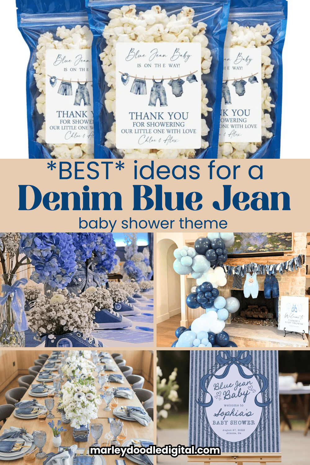 15+ *Cutest* Denim Blue Jean Baby Shower Ideas - Marley Doodle Digital