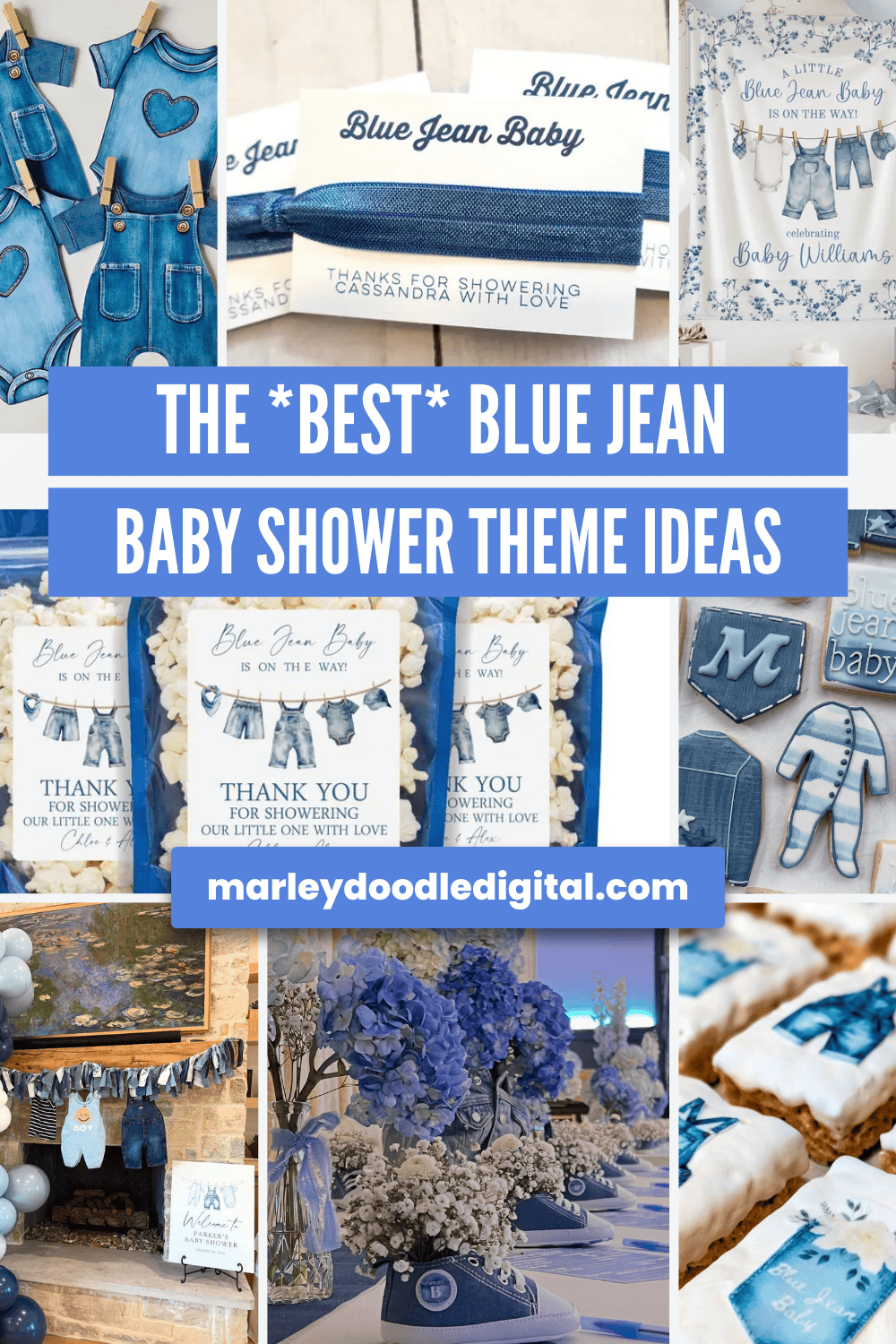 15+ *Cutest* Denim Blue Jean Baby Shower Ideas - Marley Doodle Digital