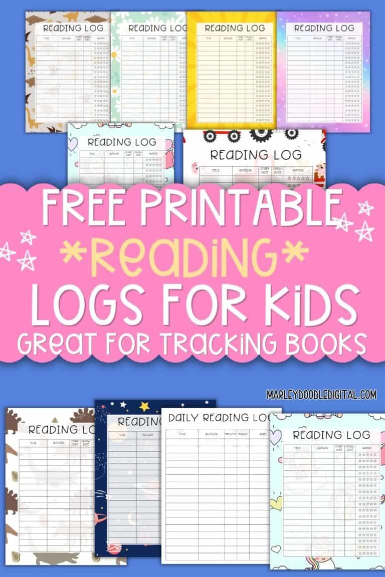10 Free Printable Reading Logs for Kids - Marley Doodle Digital