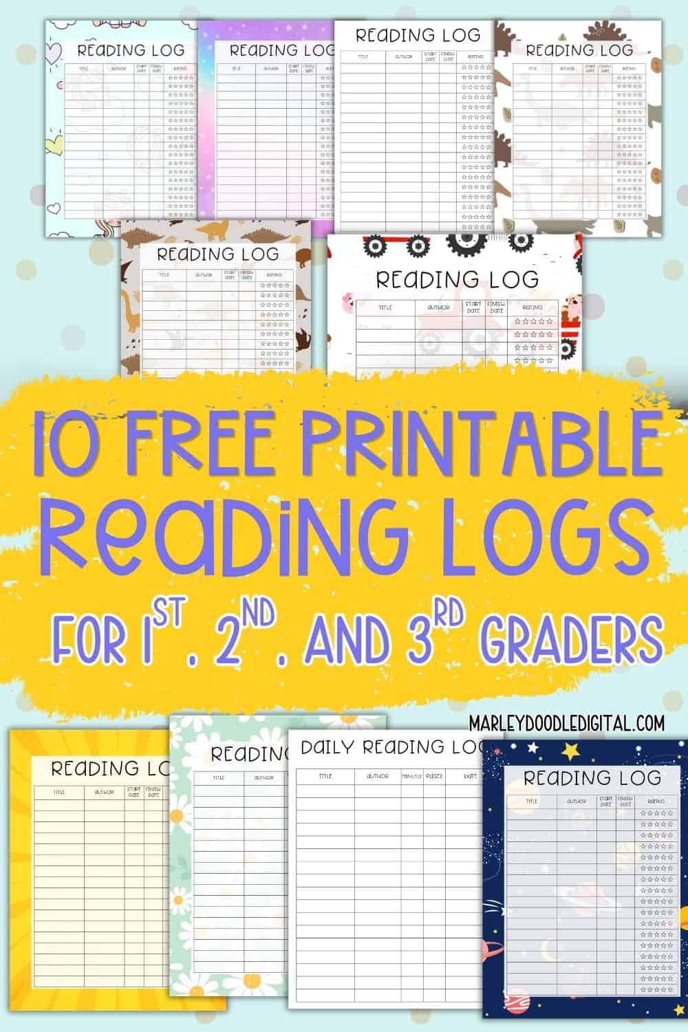 10 Free Printable Reading Logs for Kids - Marley Doodle Digital